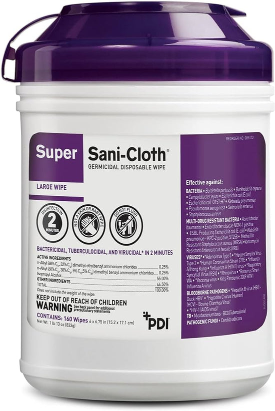 Super Sani-Cloth Germicidal Large Canister Purple Lid 160's – Instamart ...